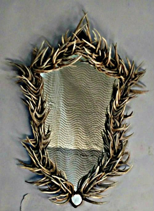 Shield Design Antler Mirror, Large - Real Deer Antlers