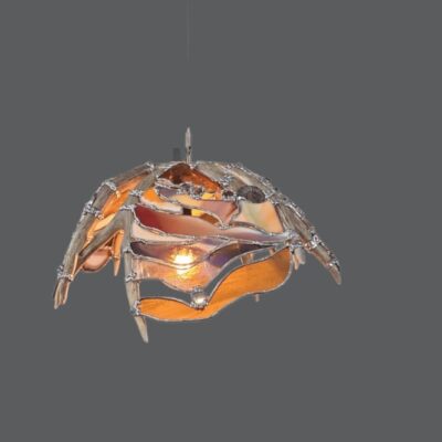 Amber Ridge Stained Glass & Mule Deer Antler Pendant Light