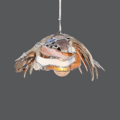 Amber Ridge Stained Glass & Mule Deer Antler Pendant Light